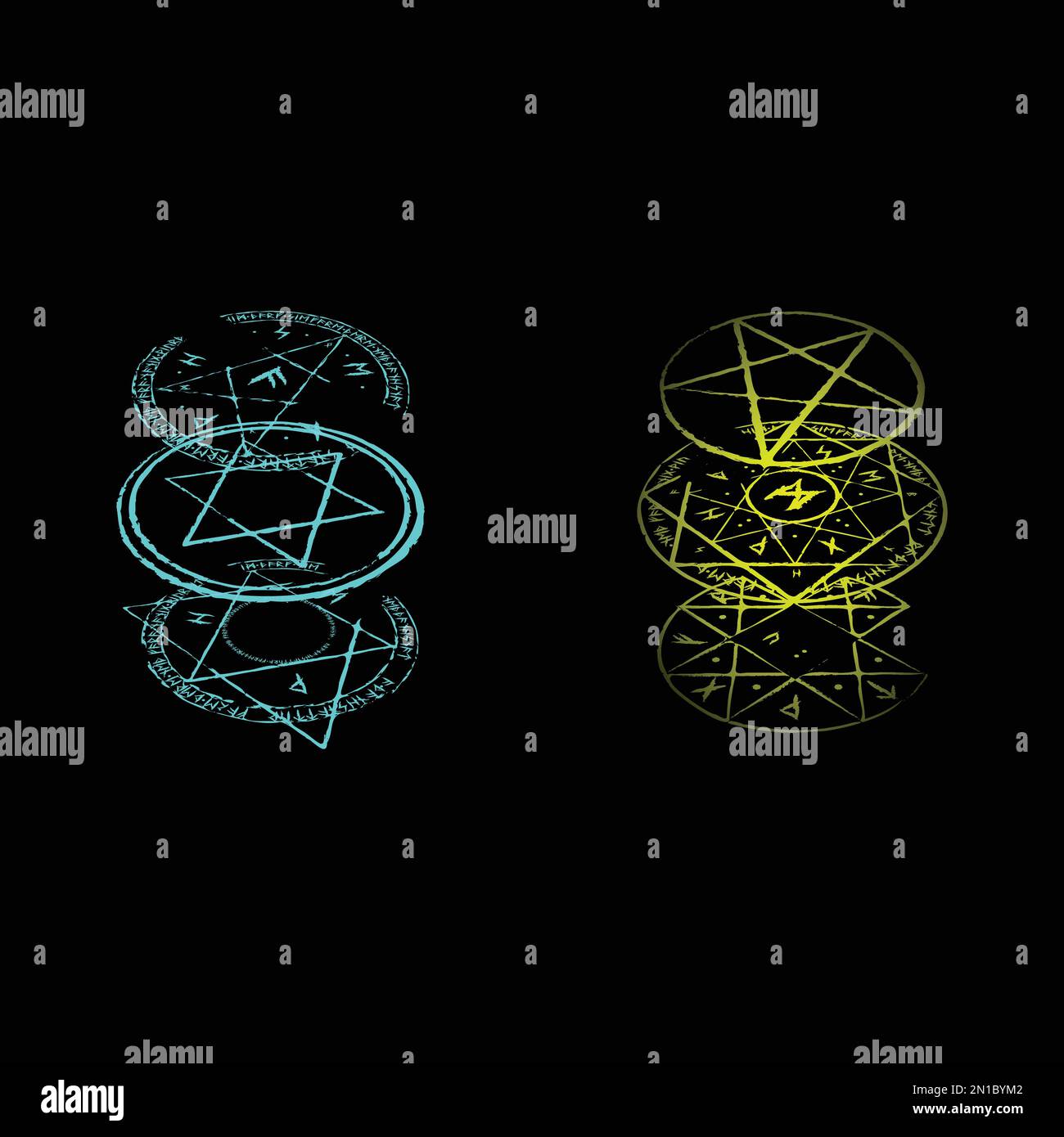 Abstract runes green shine isometric Stock Vector Image & Art - Alamy