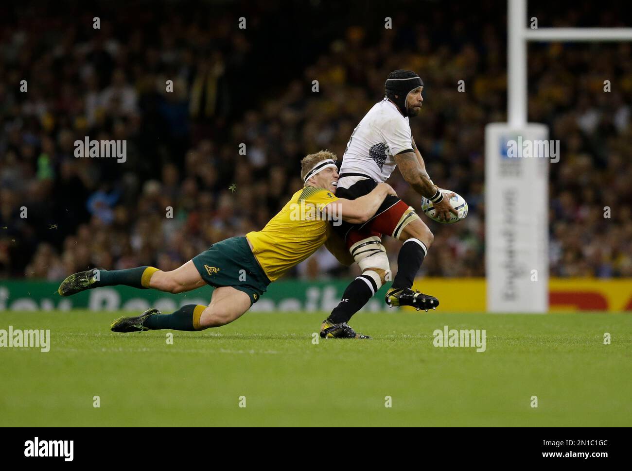 Australia's David Pocock tackles Fiji's Netani Talei during the Rugby ...