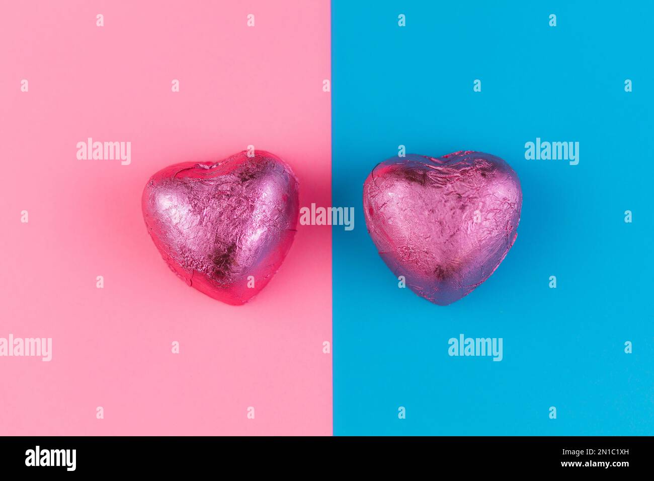 Concept of Valentine's Day and LGBT relationships. Two heart-shaped ...