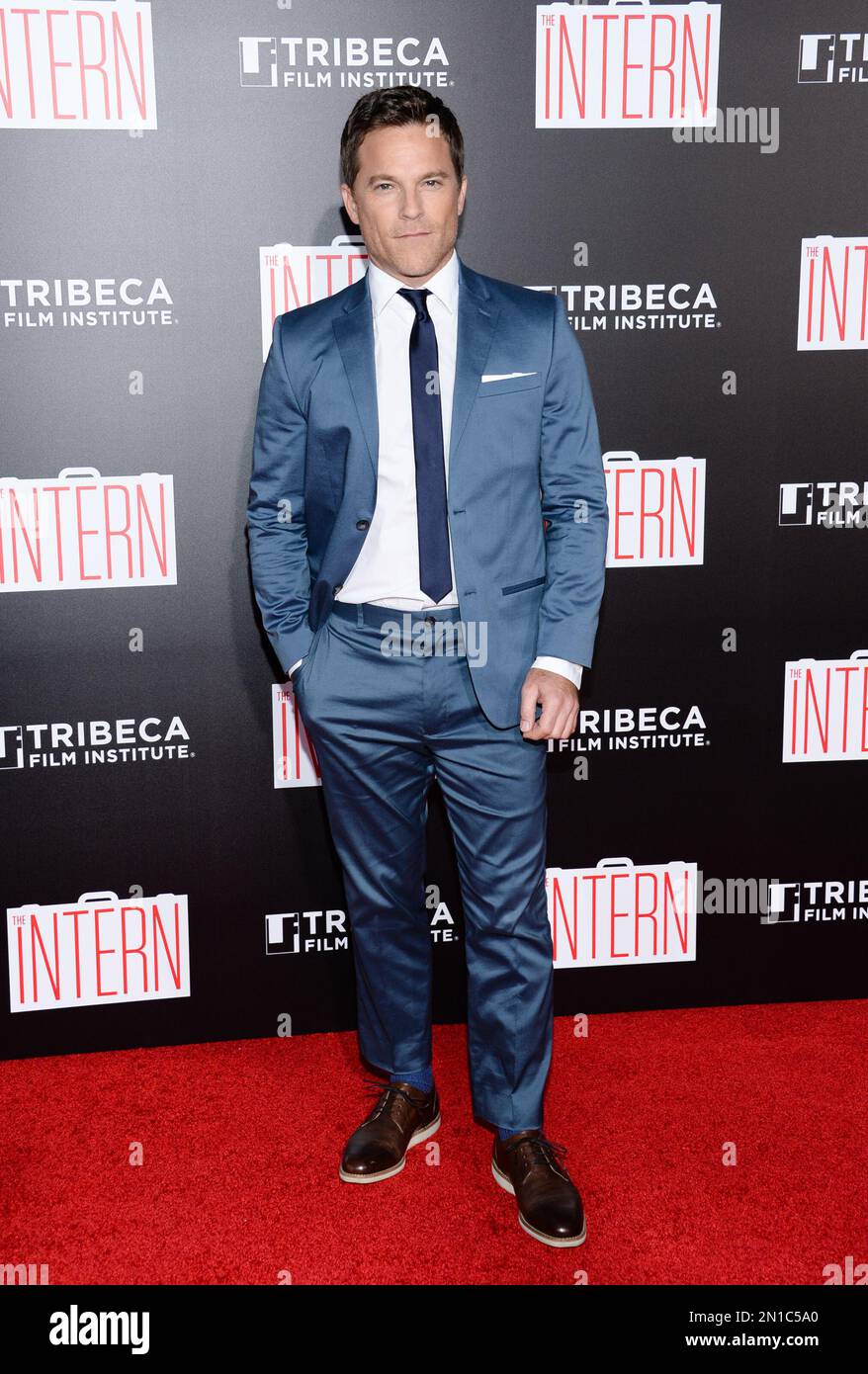 Actor Mike Doyle attends the premiere of "The Intern" at the Ziegfeld ...