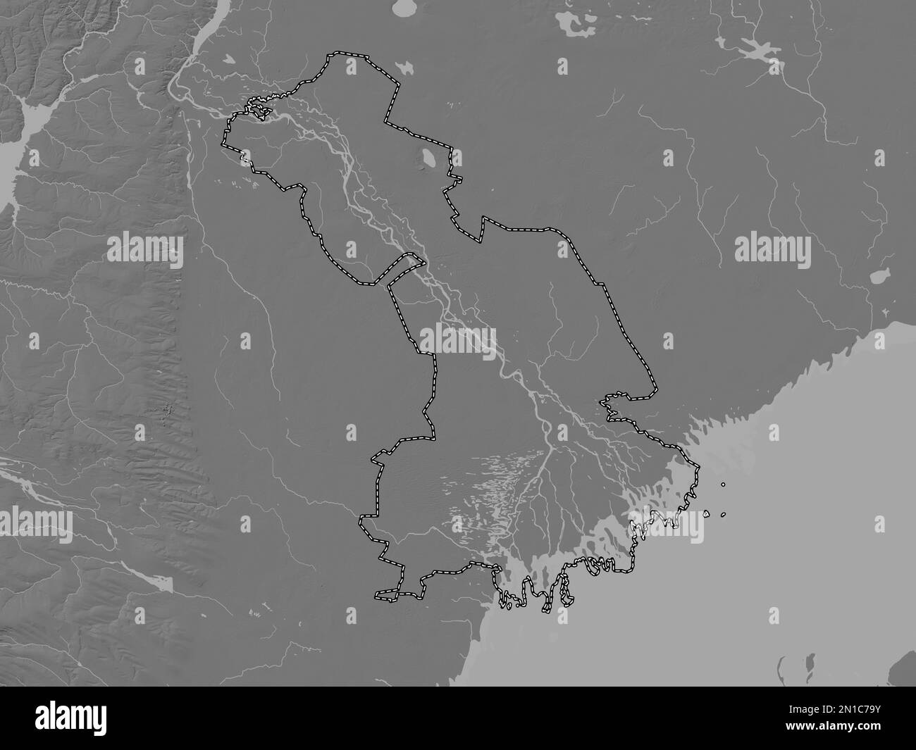 Astrakhan', region of Russia. Bilevel elevation map with lakes and ...