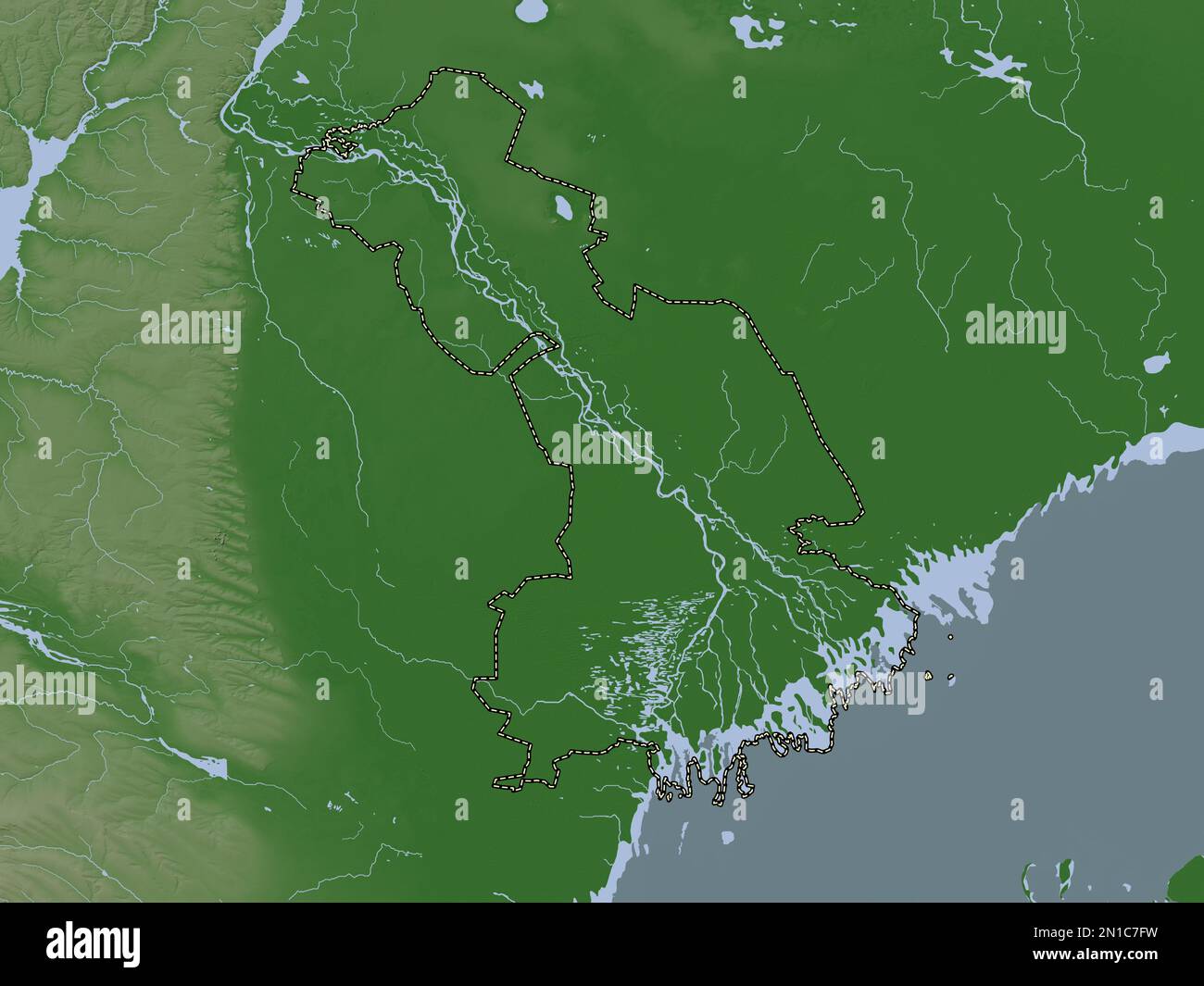 Astrakhan', region of Russia. Elevation map colored in wiki style with ...