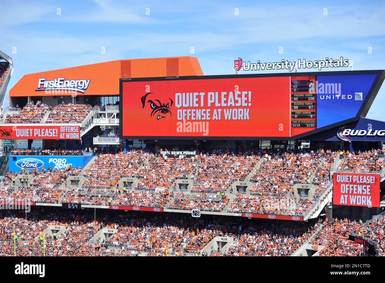 A general view of the Dawg Pound at FirstEnergy Stadium during the ...