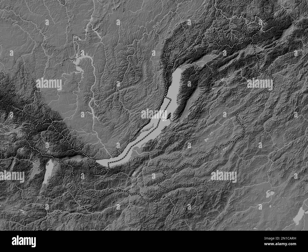 Buryat, republic of Russia. Bilevel elevation map with lakes and rivers ...