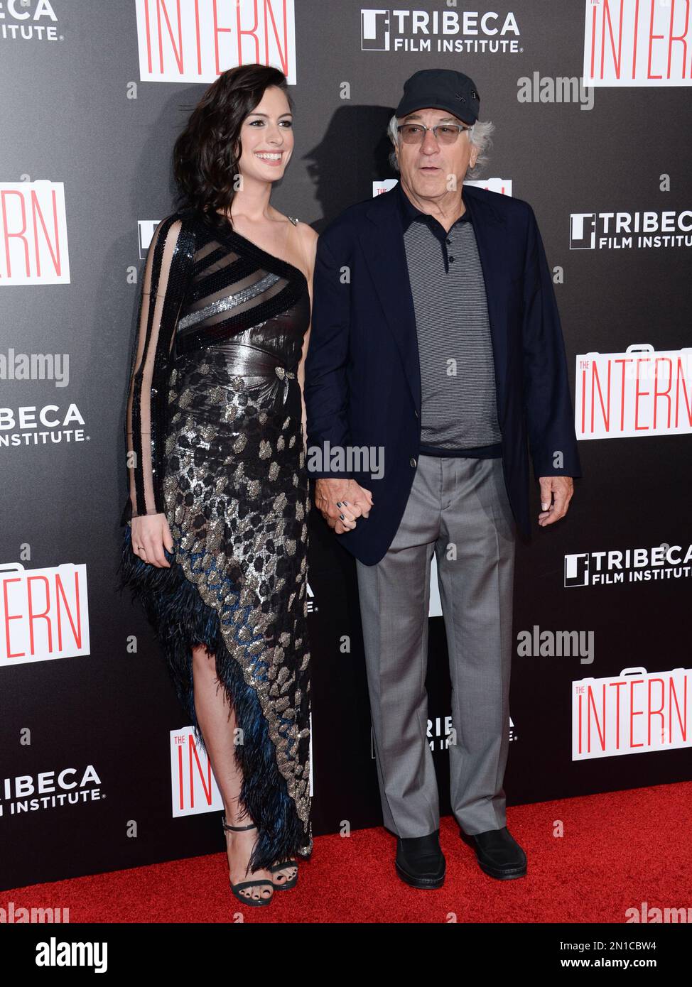Actors Anne Hathaway and Robert De Niro attend the premiere of "The ...