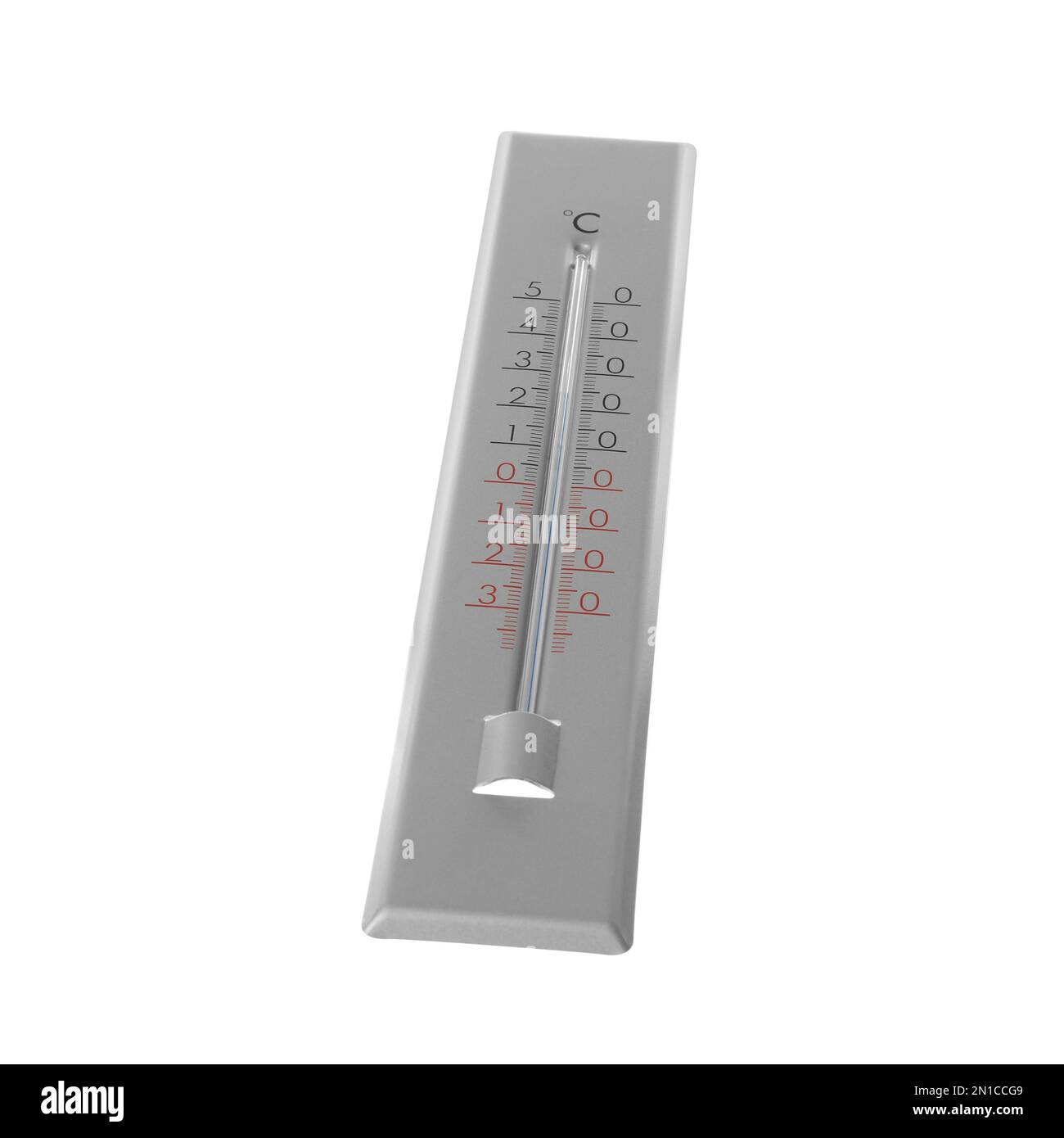 Modern grey weather thermometer on white background Stock Photo - Alamy
