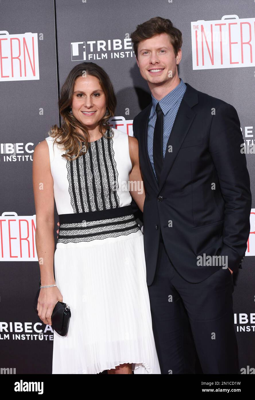 Anders Holm and guest attend the premiere of "The Intern" at the ...