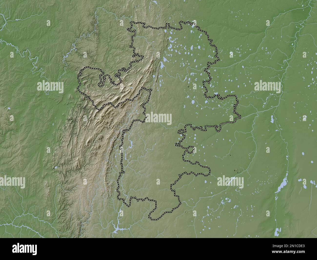 Chelyabinsk, region of Russia. Elevation map colored in wiki style with ...