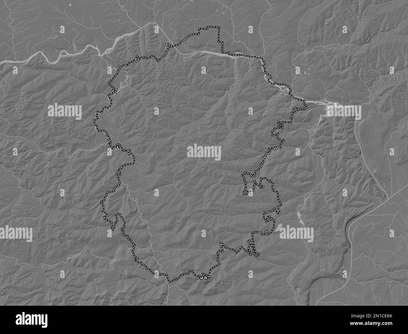 Chuvash, republic of Russia. Bilevel elevation map with lakes and ...
