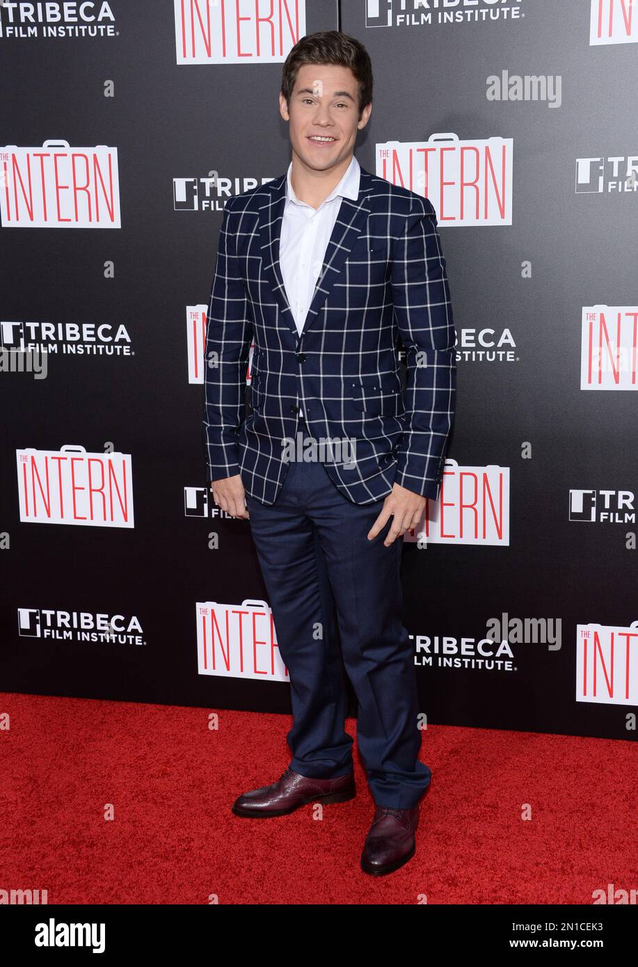 Adam DeVine attends the premiere of "The Intern" at the Ziegfeld ...