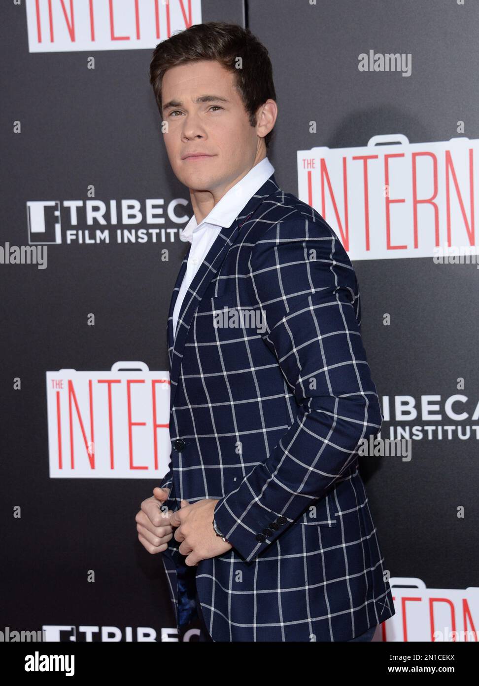 Adam DeVine attends the premiere of "The Intern" at the Ziegfeld ...