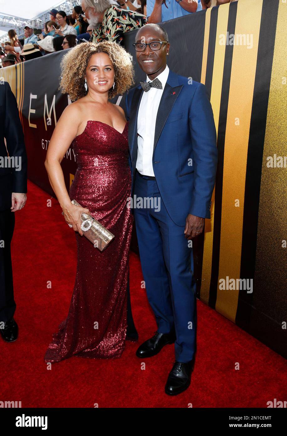 Don Cheadle, right, and Bridgid Coulter arrive at the 67th Primetime ...