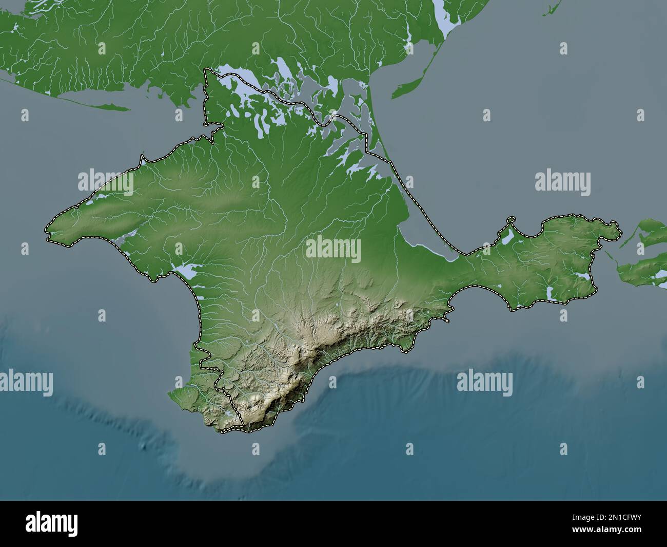 Crimea, autonomous republic of Russia. Elevation map colored in wiki ...