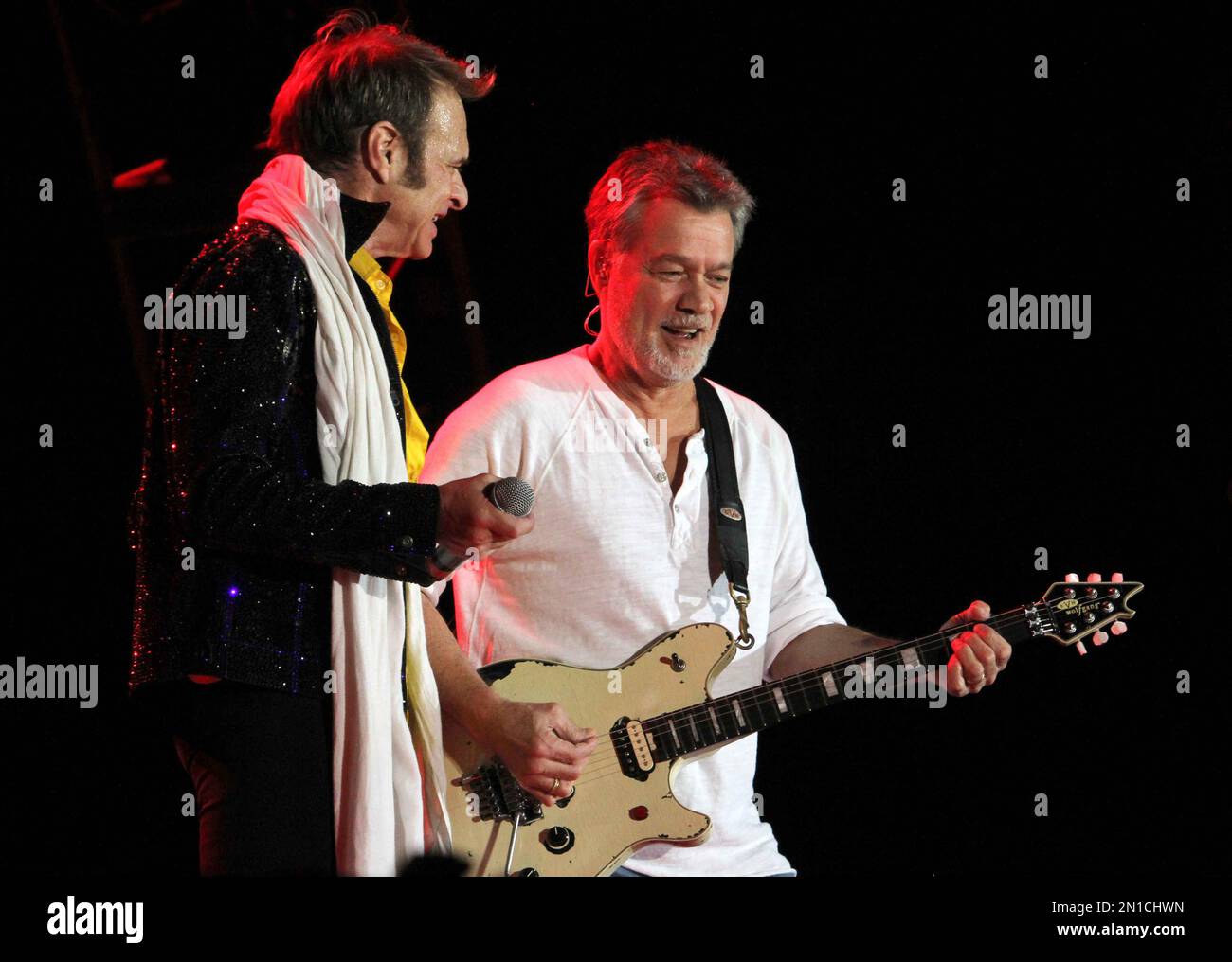 David Lee Roth and Eddie Van Halen with Van Halen performs during Music ...