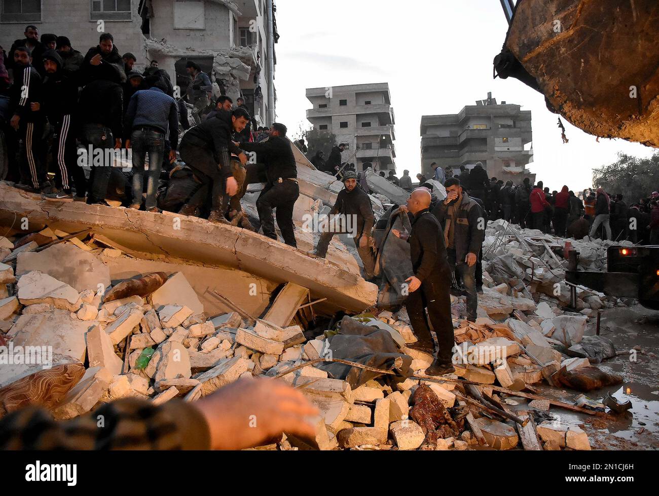 Hama, Syria. 6th Feb, 2023. Rescue work is in progress after a deadly ...