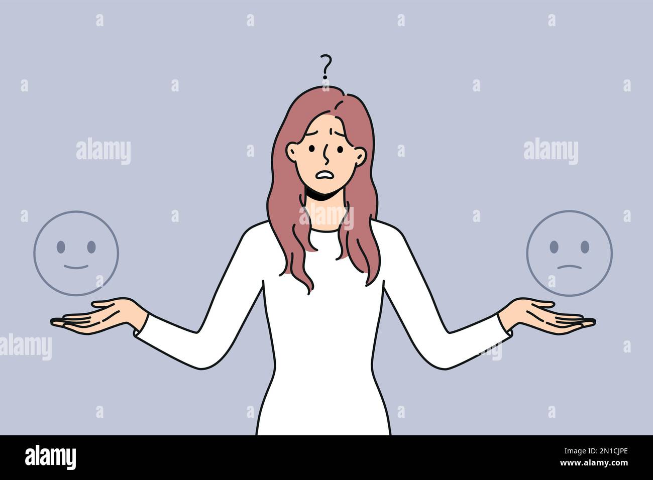 Confused young woman feel frustrated choose mood for day. Unhappy ...