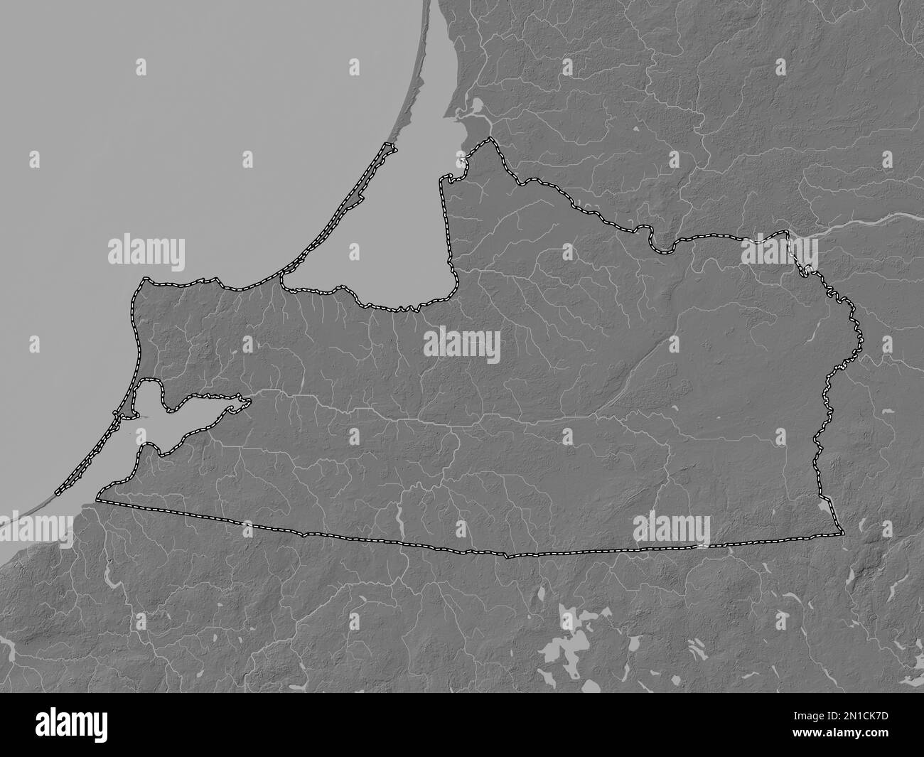 Kaliningrad, region of Russia. Bilevel elevation map with lakes and ...
