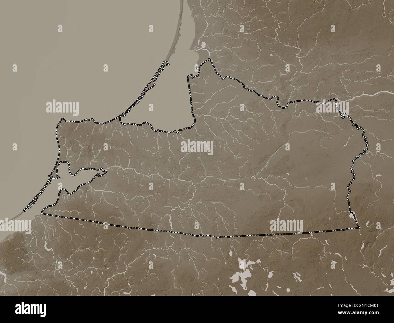 Kaliningrad, region of Russia. Elevation map colored in sepia tones ...