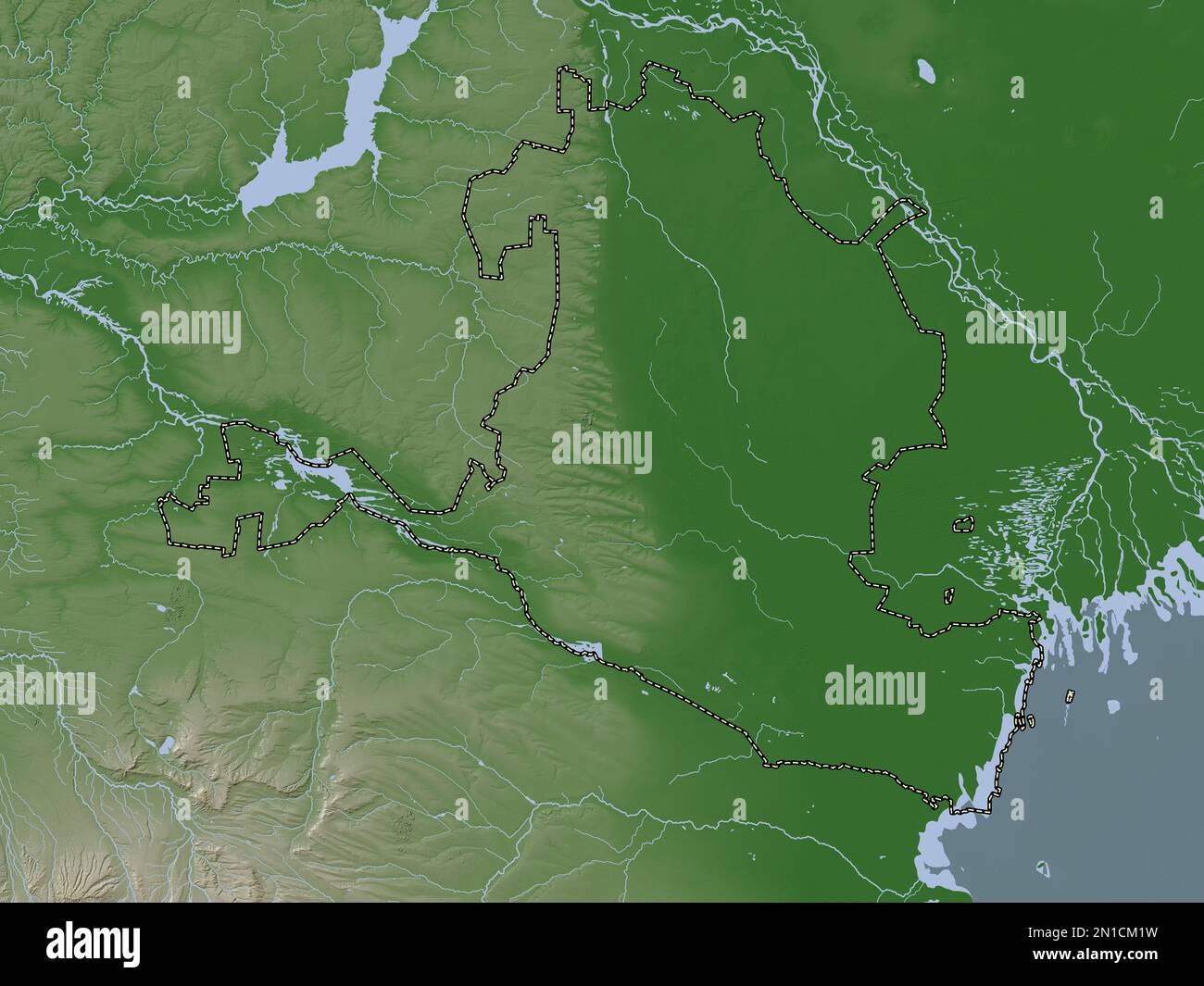 Kalmyk, republic of Russia. Elevation map colored in wiki style with ...