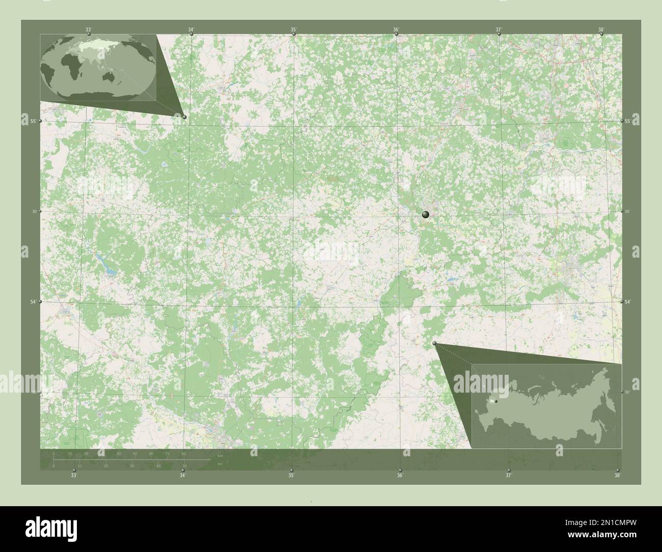 Kaluga, region of Russia. Open Street Map. Corner auxiliary location ...