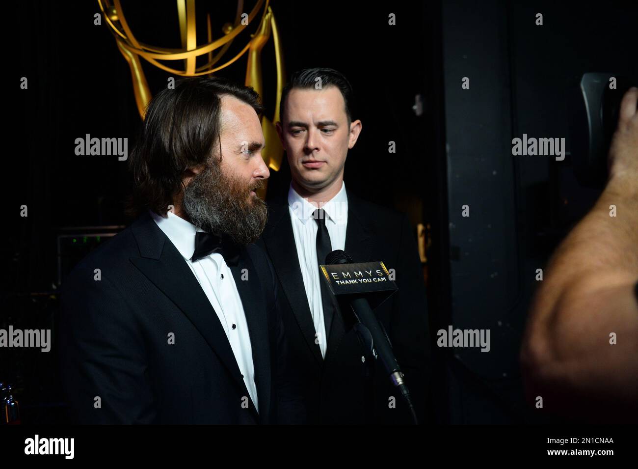 EXCLUSIVE - Will Forte, left, and Colin Hanks participate in an ...