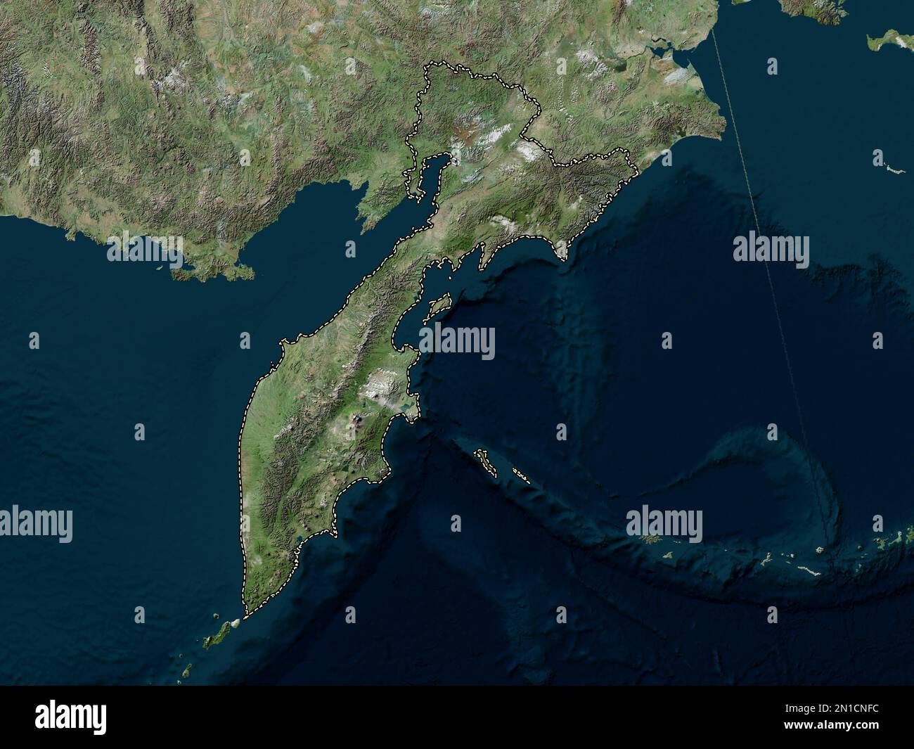 Kamchatka, territory of Russia. High resolution satellite map Stock ...