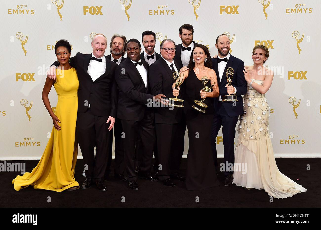 The cast of "Veep", from left, Sufe Bradshaw, Matt Walsh, Gary Cole ...