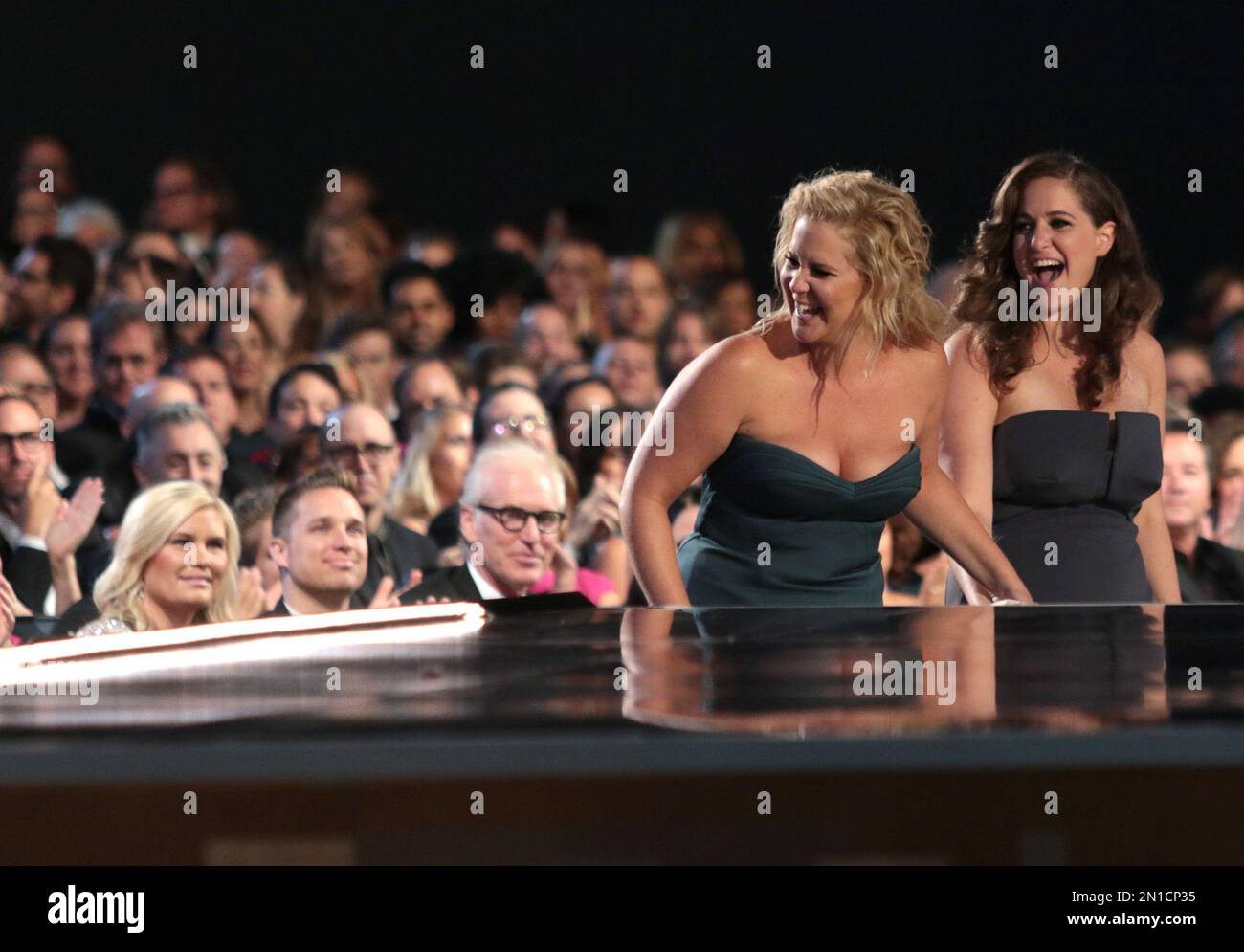 Amy Schumer, left, is seen with her sister Kim Caramele after winning ...