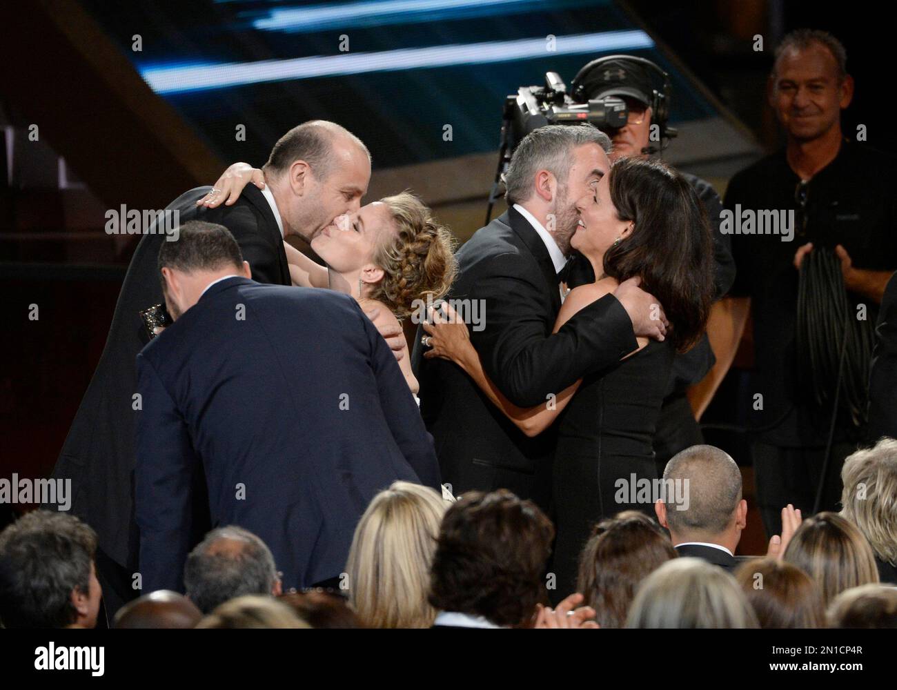 Tony Hale, from left, Simon Blackwel, Anna Chlumsky, Tony Roche, and ...
