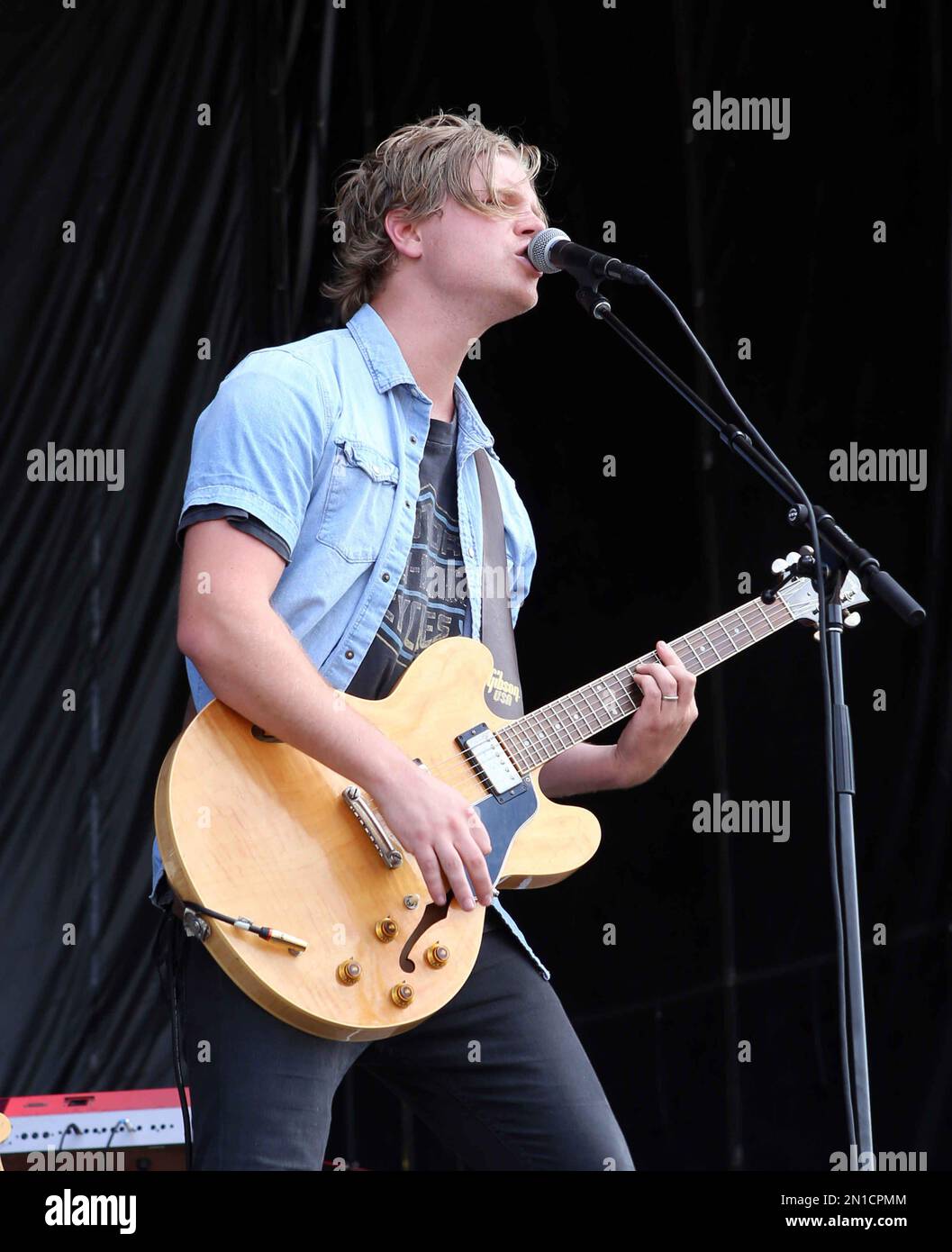 Caleb Chapman with Colony House performs during Music Midtown 2015 at ...