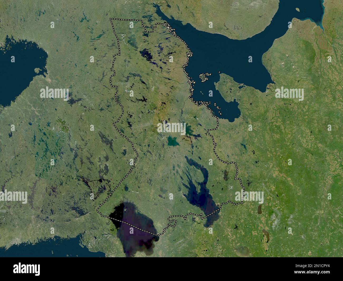 Karelia, republic of Russia. Low resolution satellite map Stock Photo ...