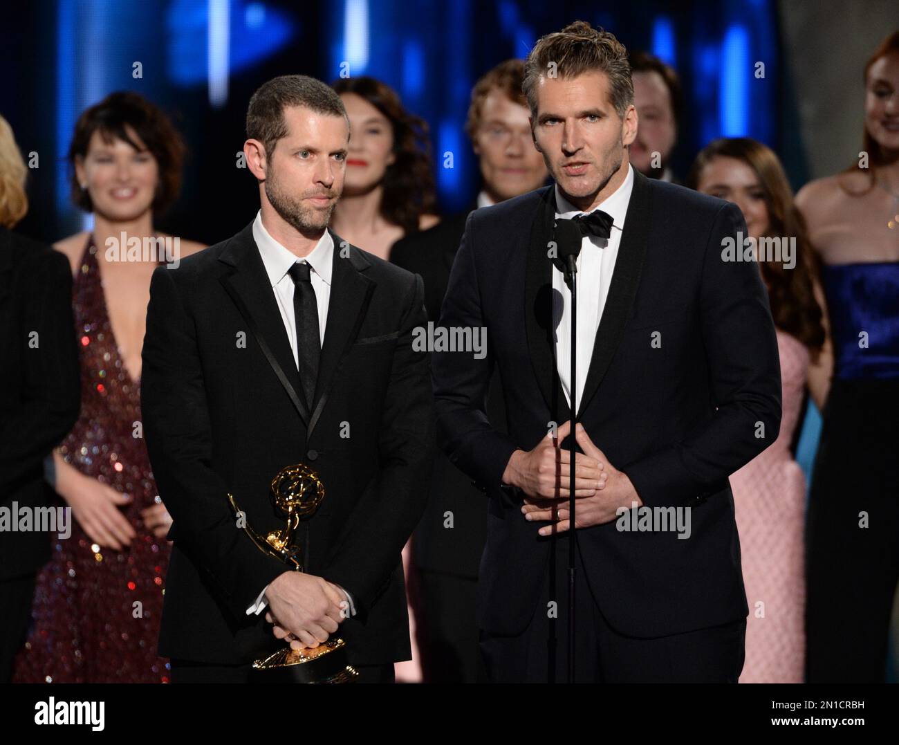 David Benioff, center, and the cast and crew of "Game Of Thrones ...
