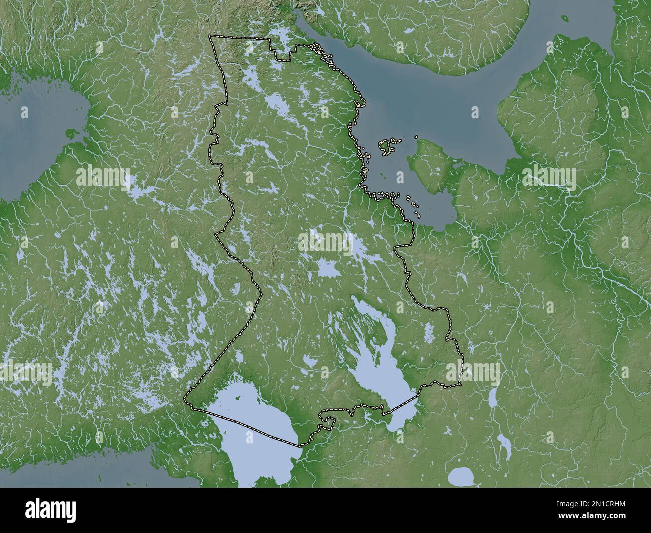 Karelia, republic of Russia. Elevation map colored in wiki style with ...