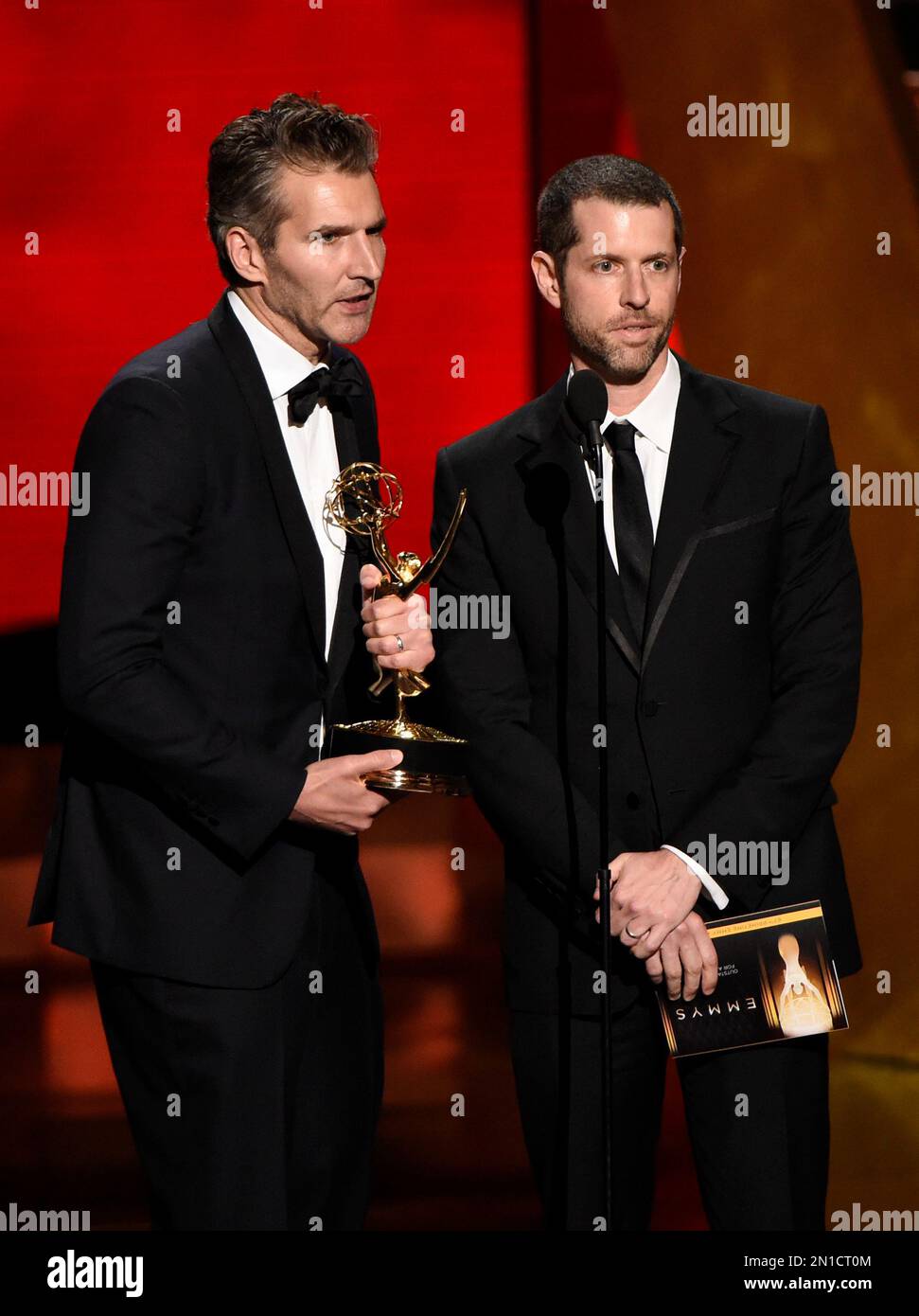 David Benioff, left, and D.B. Weiss accept the award for outstanding ...