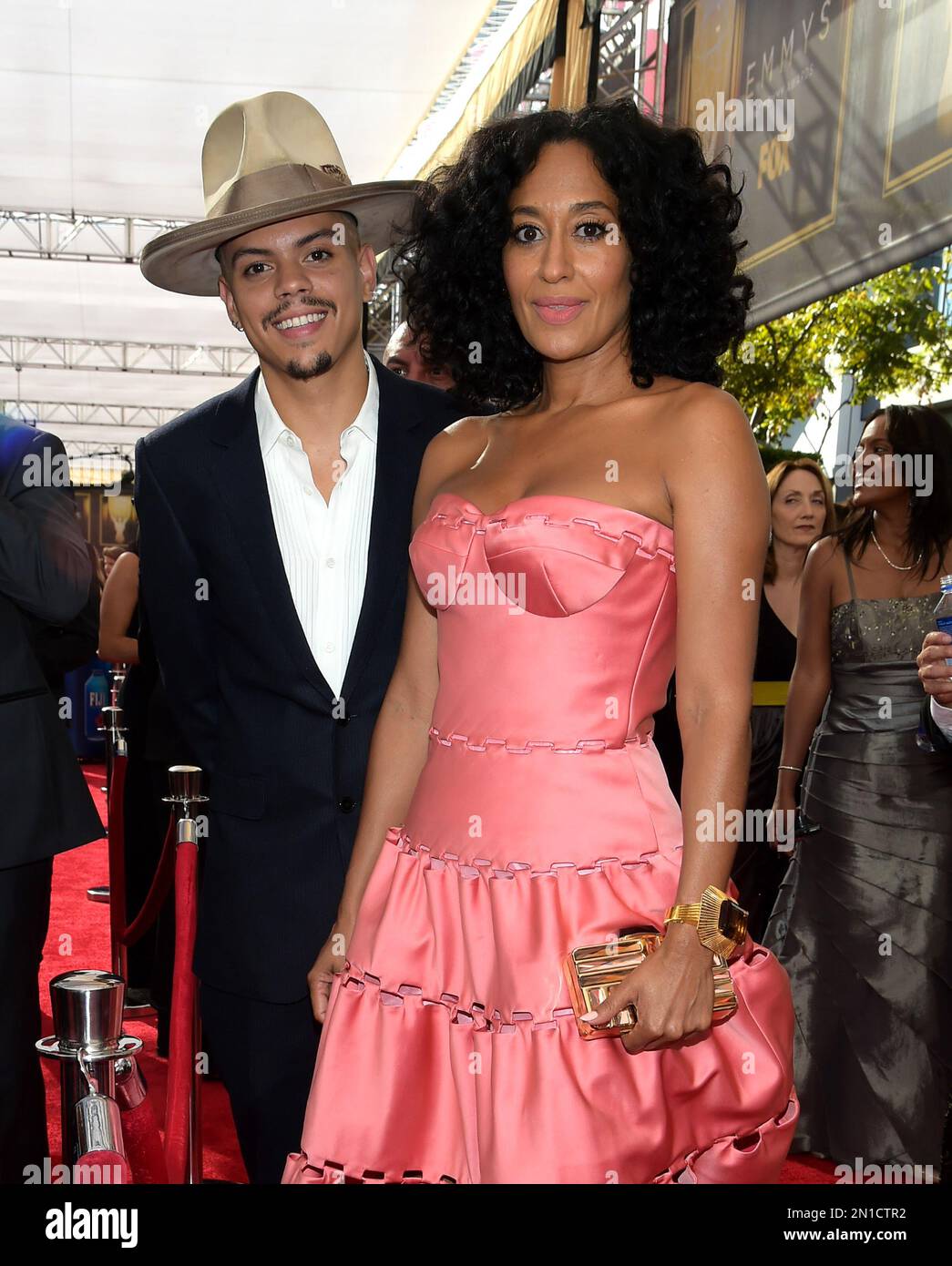 Evan Ross, left, and Tracee Ellis Ross arrive at the 67th Primetime ...
