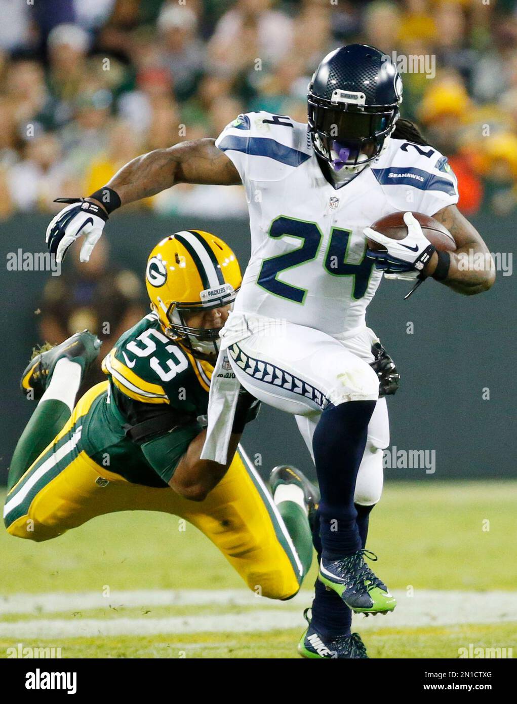Green Bay Packers' Nick Perry stops Seattle Seahawks' Marshawn Lynch ...