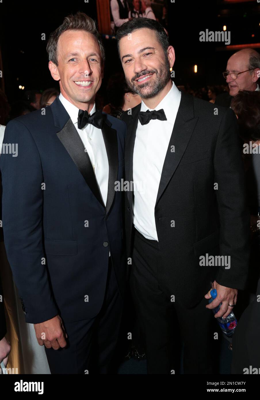 EXCLUSIVE - Seth Meyers, left, and Jimmy Kimmel attend the 67th ...