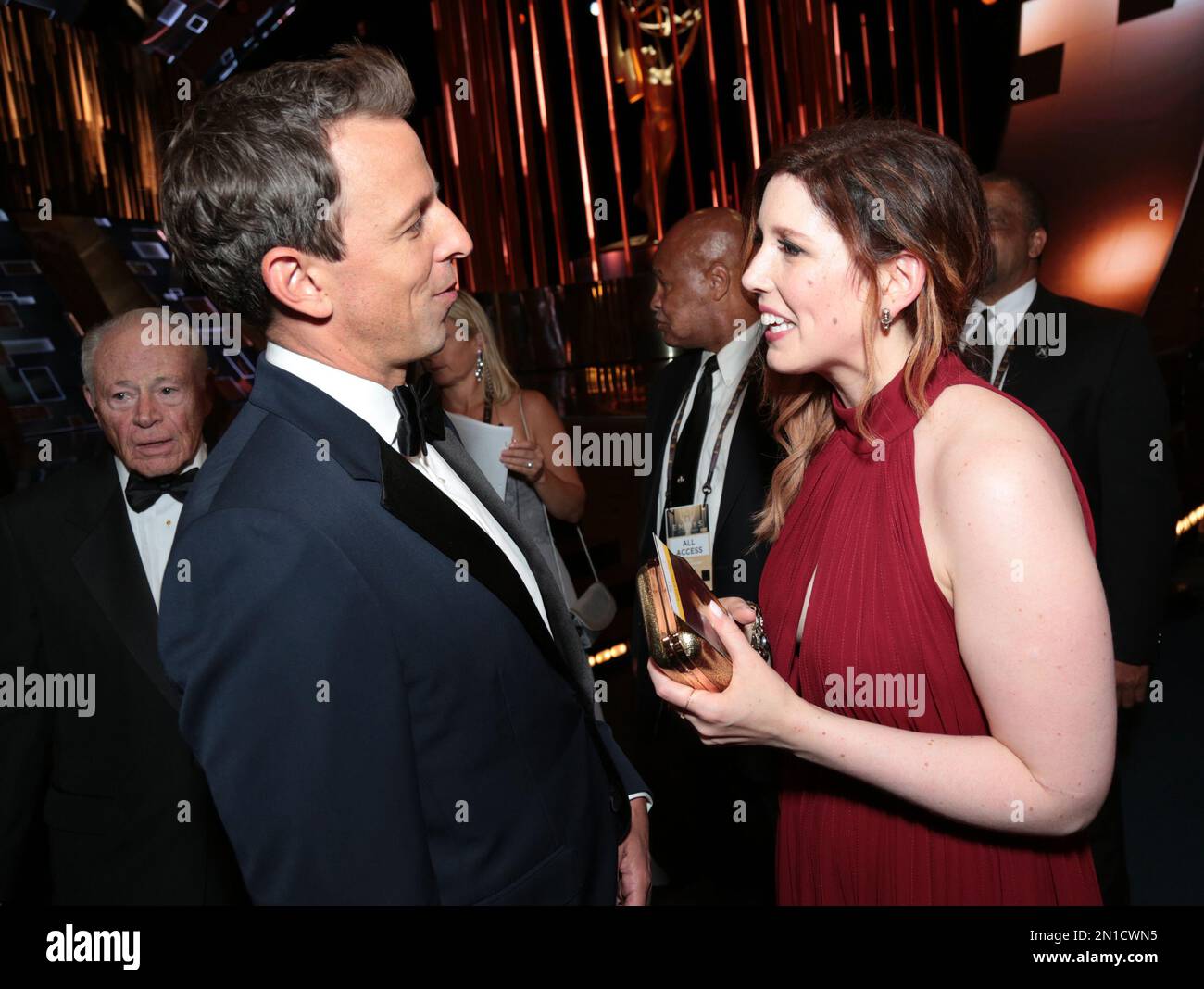 EXCLUSIVE - Seth Meyers, left, and Vanessa Bayer attend the 67th ...