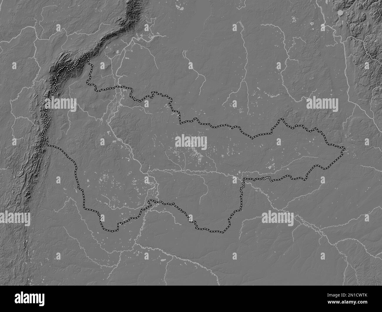 Khanty-Mansiy, autonomous province of Russia. Bilevel elevation map ...