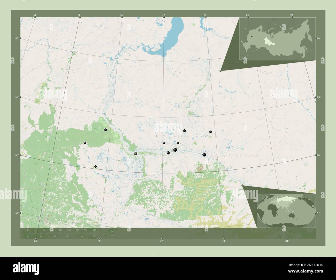 Khanty-Mansiy, autonomous province of Russia. Open Street Map ...