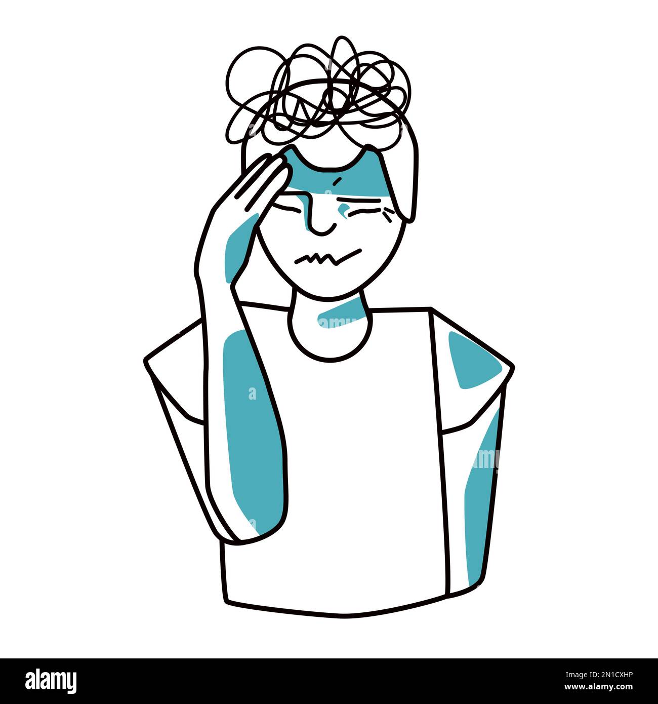 Stressed boy, emotion of anxiety. Stressful mood of a teenager, worry ...