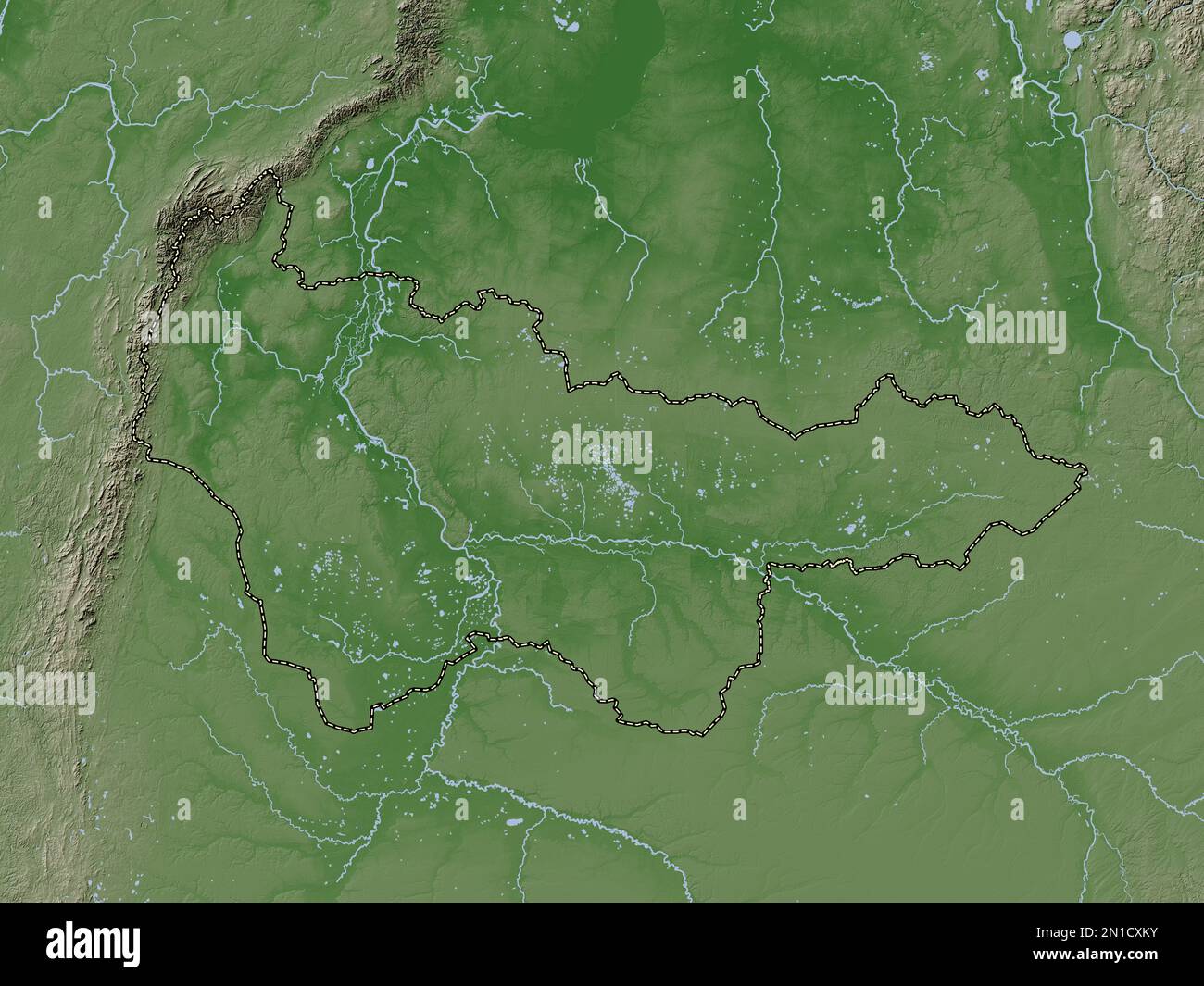 Khanty-Mansiy, autonomous province of Russia. Elevation map colored in ...