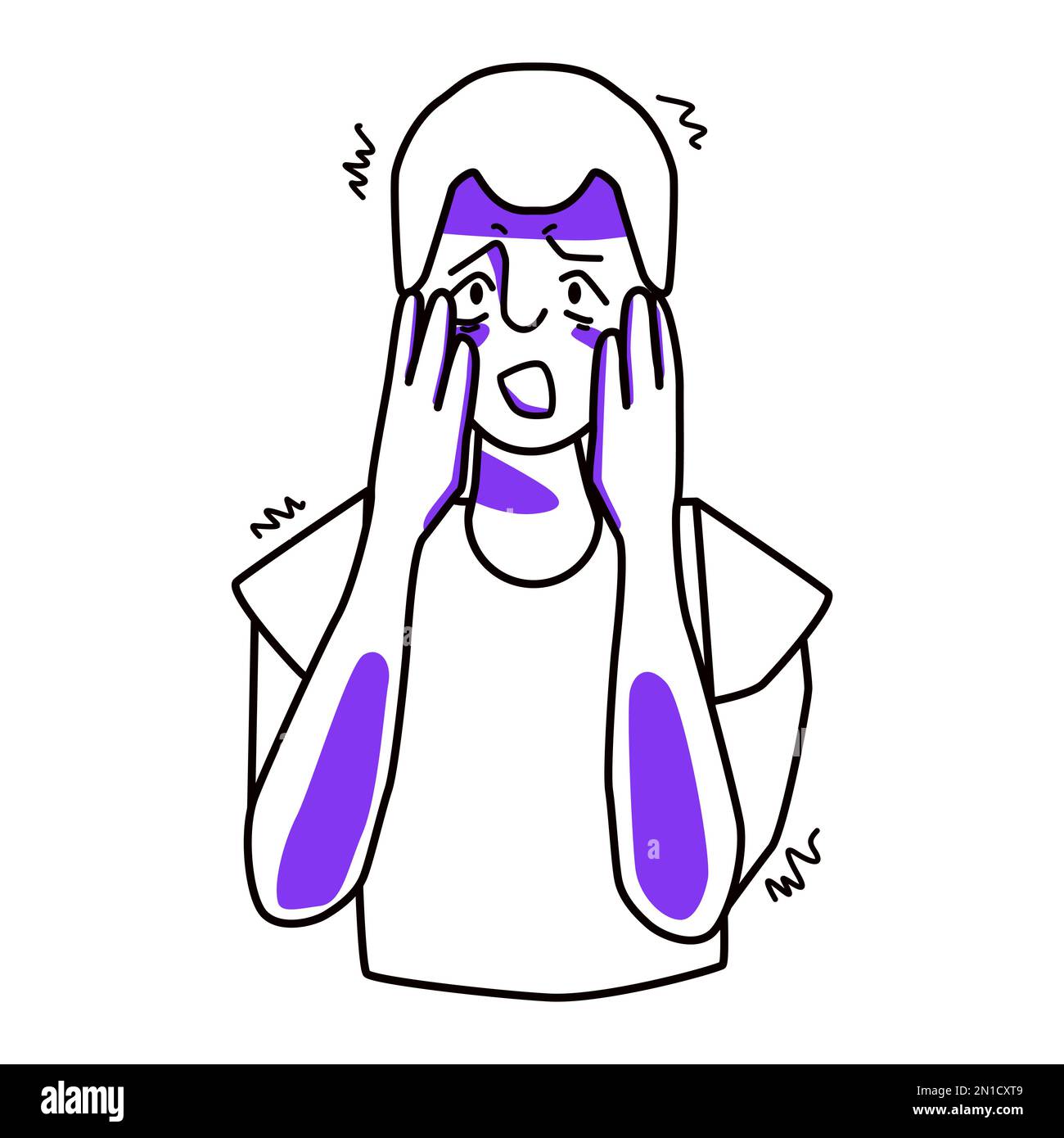 Young boy with fear emotion. Frightened kid with blond hair, horror ...