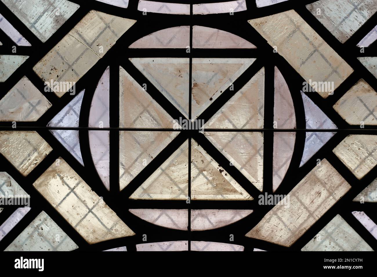 Geometric shapes of a beautiful medieval stained glass window Stock ...
