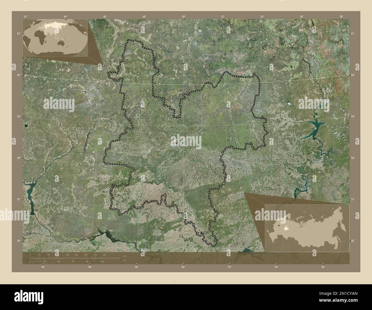 Kirov, region of Russia. High resolution satellite map. Corner ...
