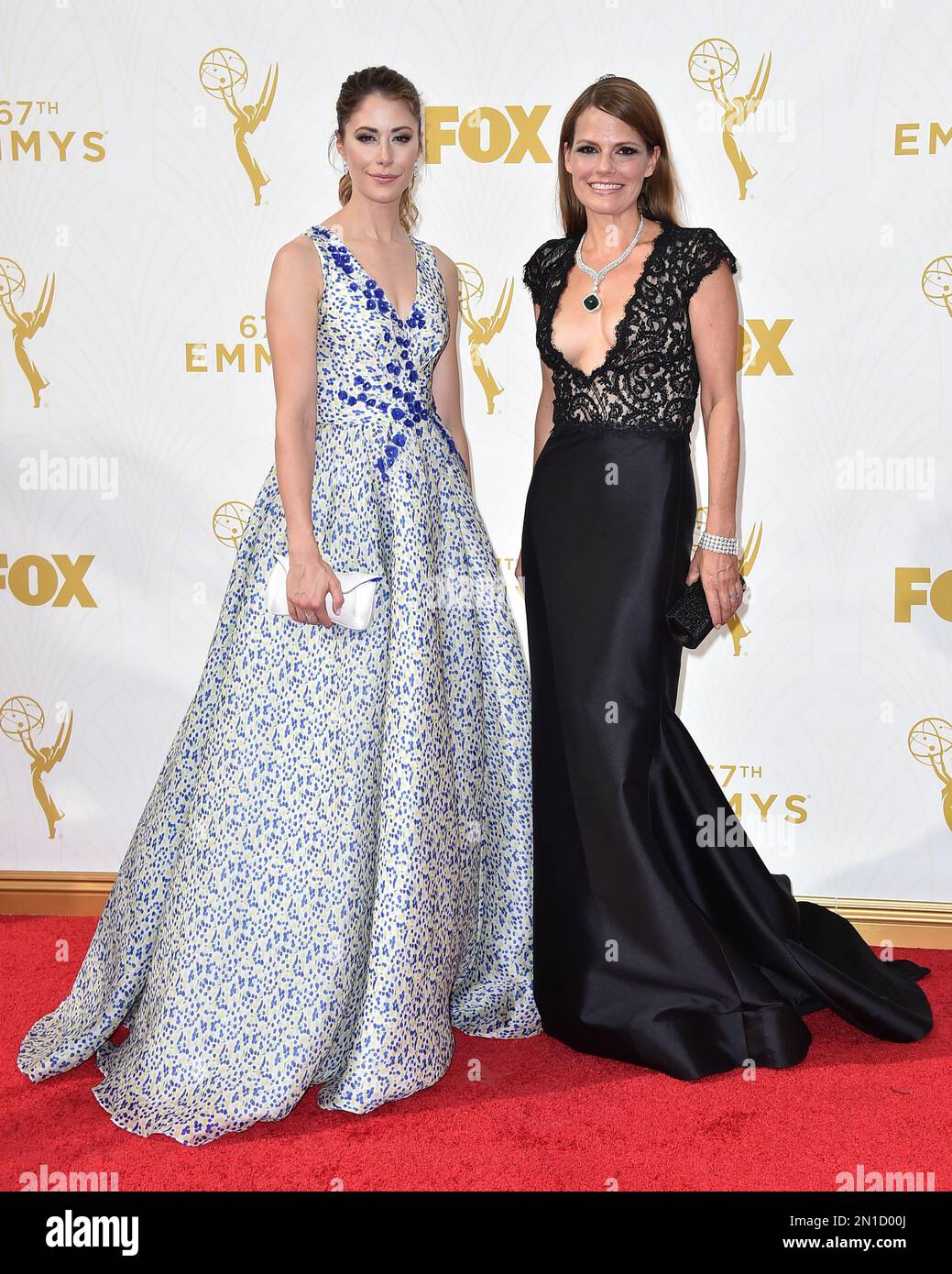 Amanda Crew, left, and Suzanne Cryer arrive at the 67th Primetime Emmy ...