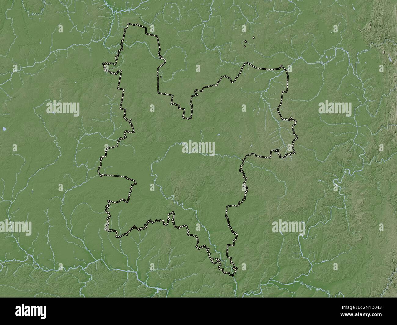 Kirov, region of Russia. Elevation map colored in wiki style with lakes ...