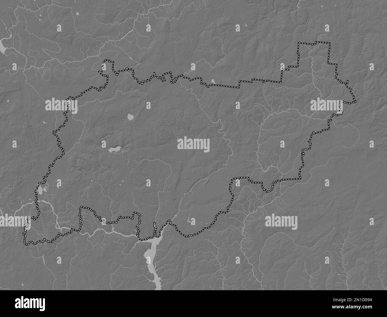 Kostroma, region of Russia. Bilevel elevation map with lakes and rivers ...