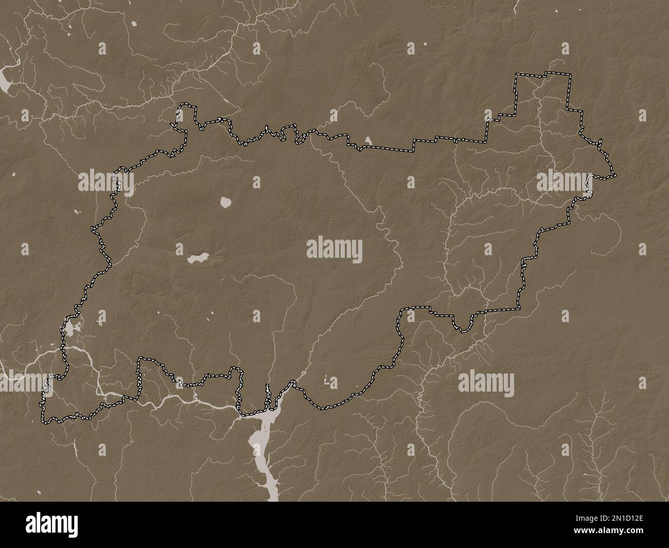 Kostroma, region of Russia. Elevation map colored in sepia tones with ...
