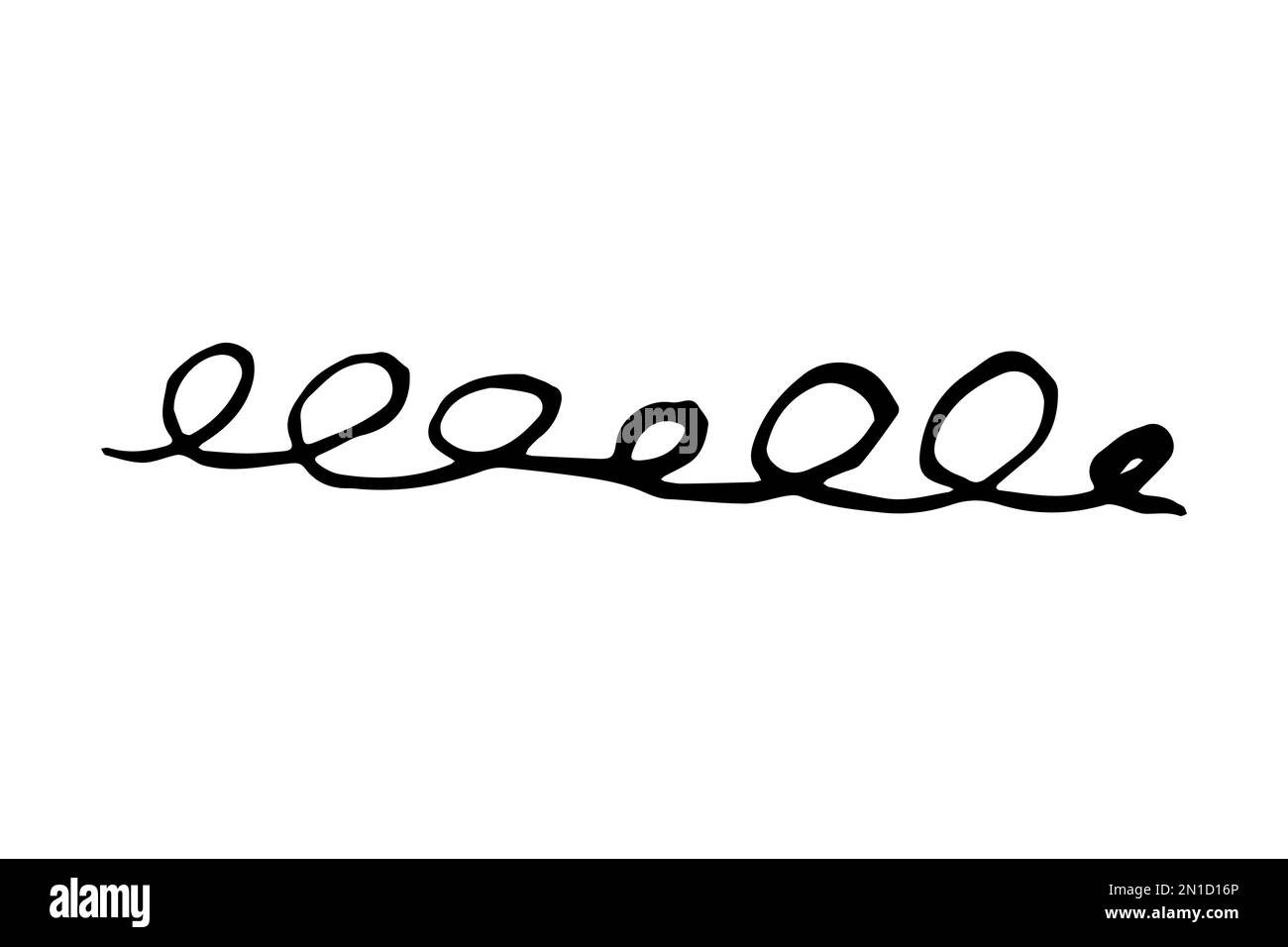 Vector doodle wave curl. Black color scroll brush stroke of paint ...